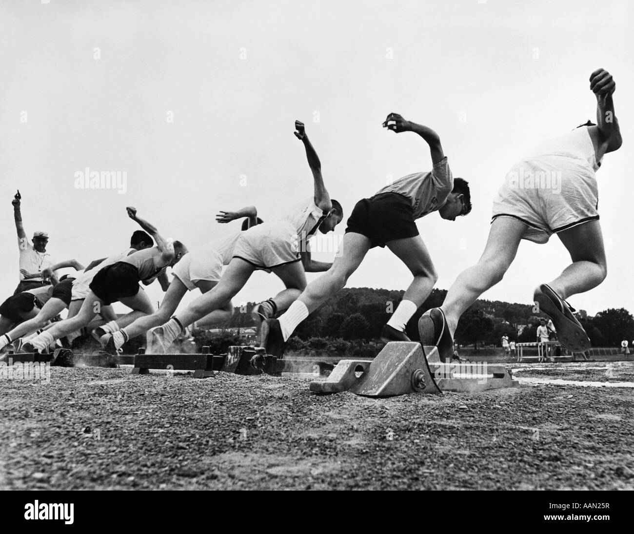 Sport starting block athletes Black and White Stock Photos & Images - Alamy