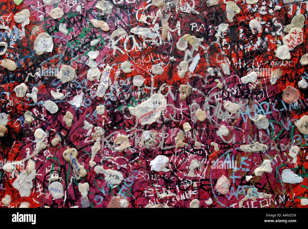Chewing gum and writing on a wall outside Juliet's house in Verona ...