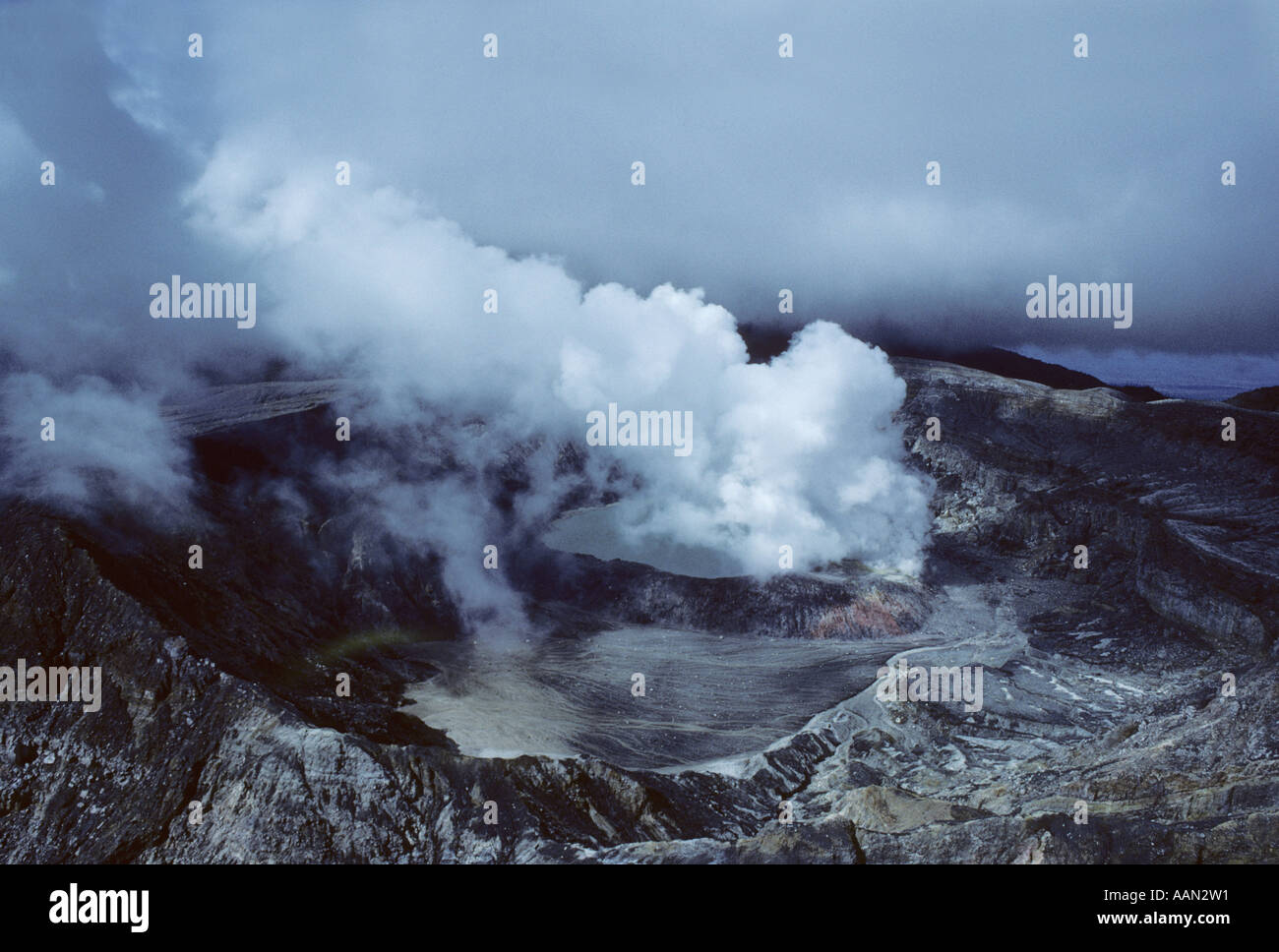 Volcanic Crater with Steam Rising Volcan Poas Costa Rica Stock Photo ...