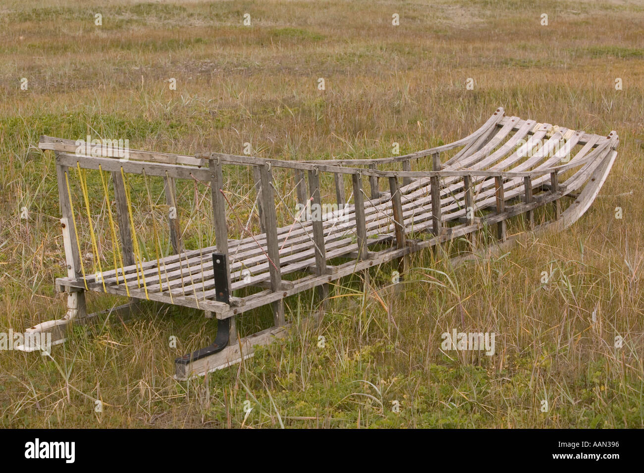 A Traditional eskimo sledge on the Inuit island community of shishmaref ...