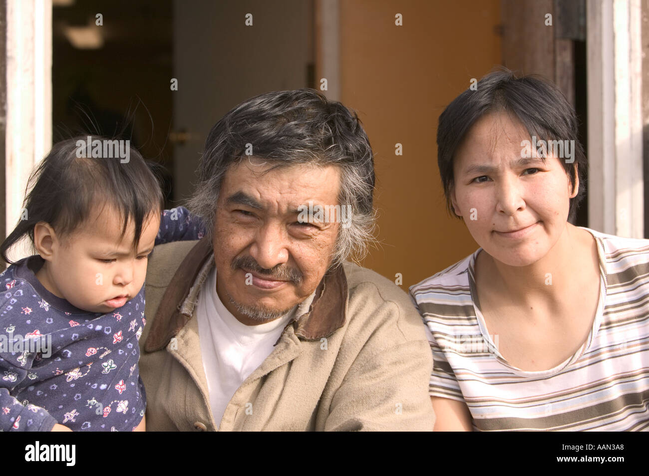 Edward Olanna an Eskimo with daughter and grand daughter on shishmaref ...