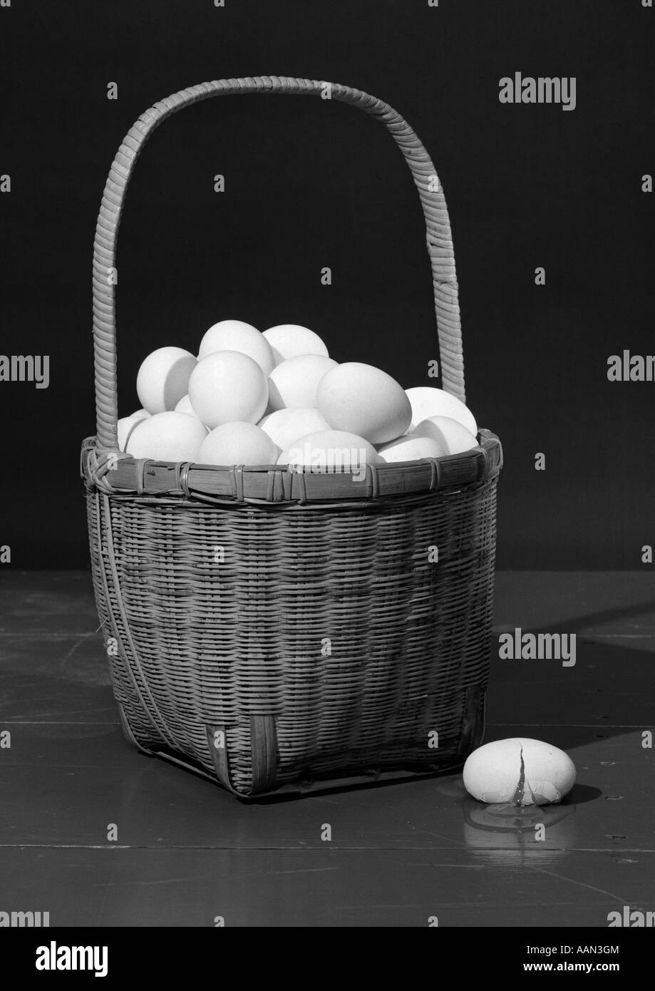 1930s SYMBOLIC STILL LIFE DON’T PUT ALL YOUR EGGS IN ONE BASKET Stock ...
