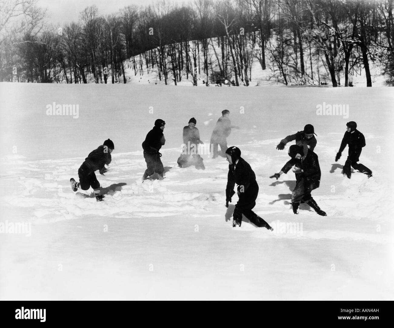 Snowball fight Black and White Stock Photos & Images - Alamy