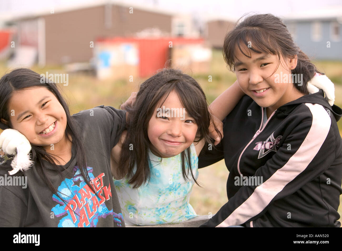 Eskimo children playing on Shishmaref an Inuit community threatened by ...