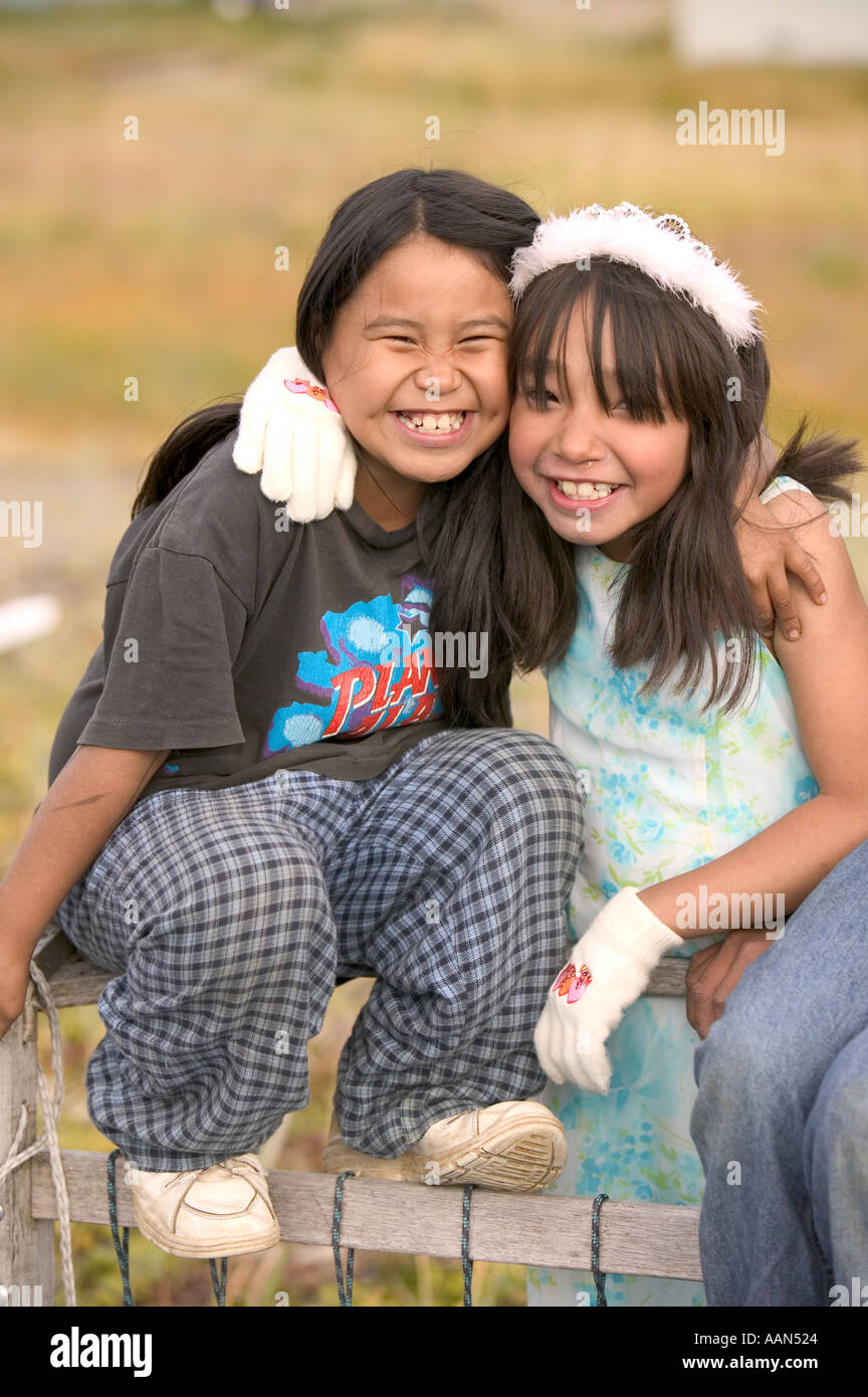 Eskimo children on the global warming threatened island of shishmaref ...