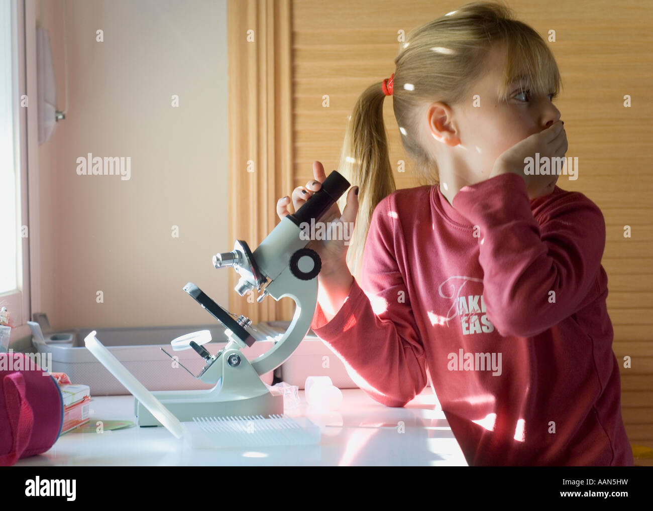 Young girl investigating Stock Photo - Alamy
