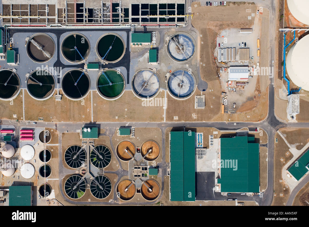 Overhead aerial view of a Water Treatment Plant Stock Photo - Alamy