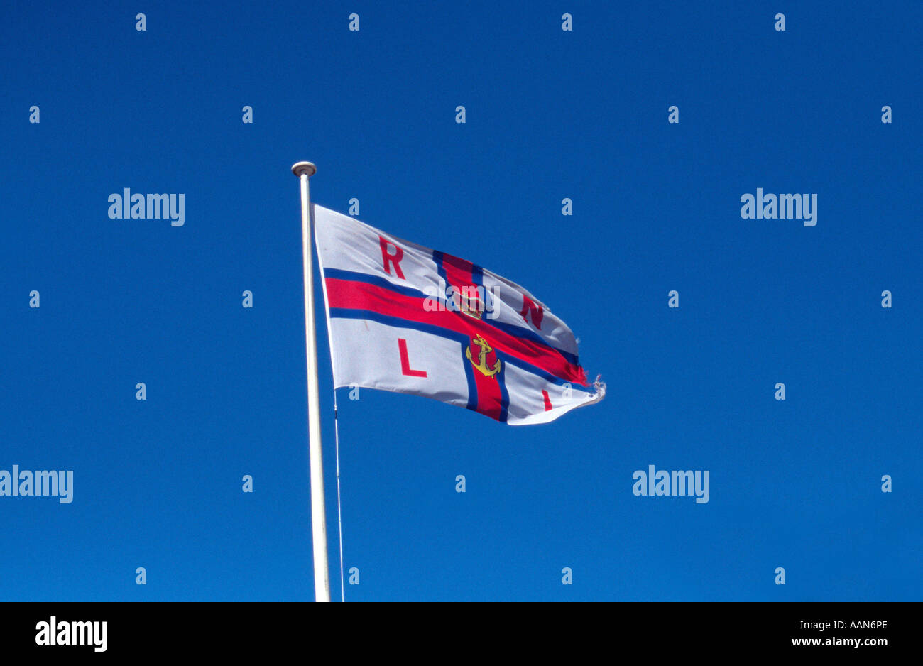 RNLI, Royal National Lifeboat Institute flag, St Ives, Cornwall Stock ...