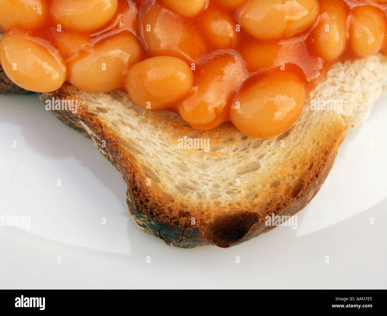 A PLATE OF BEANS ON TOAST CLOSE UP Stock Photo - Alamy