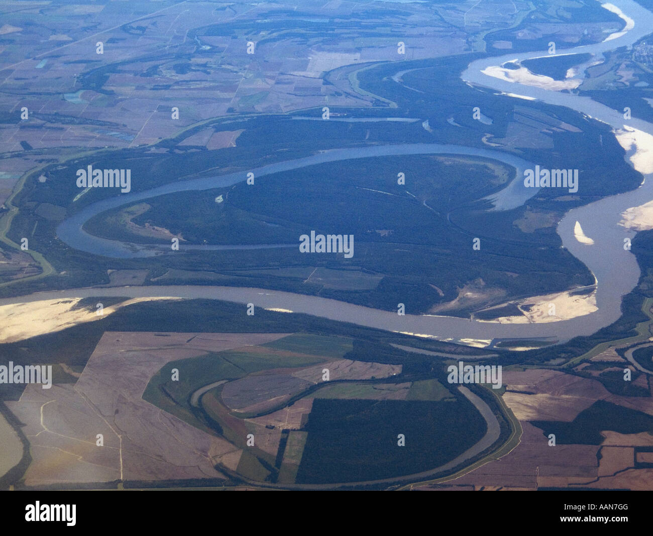 Aerial view of a river meander Stock Photo - Alamy