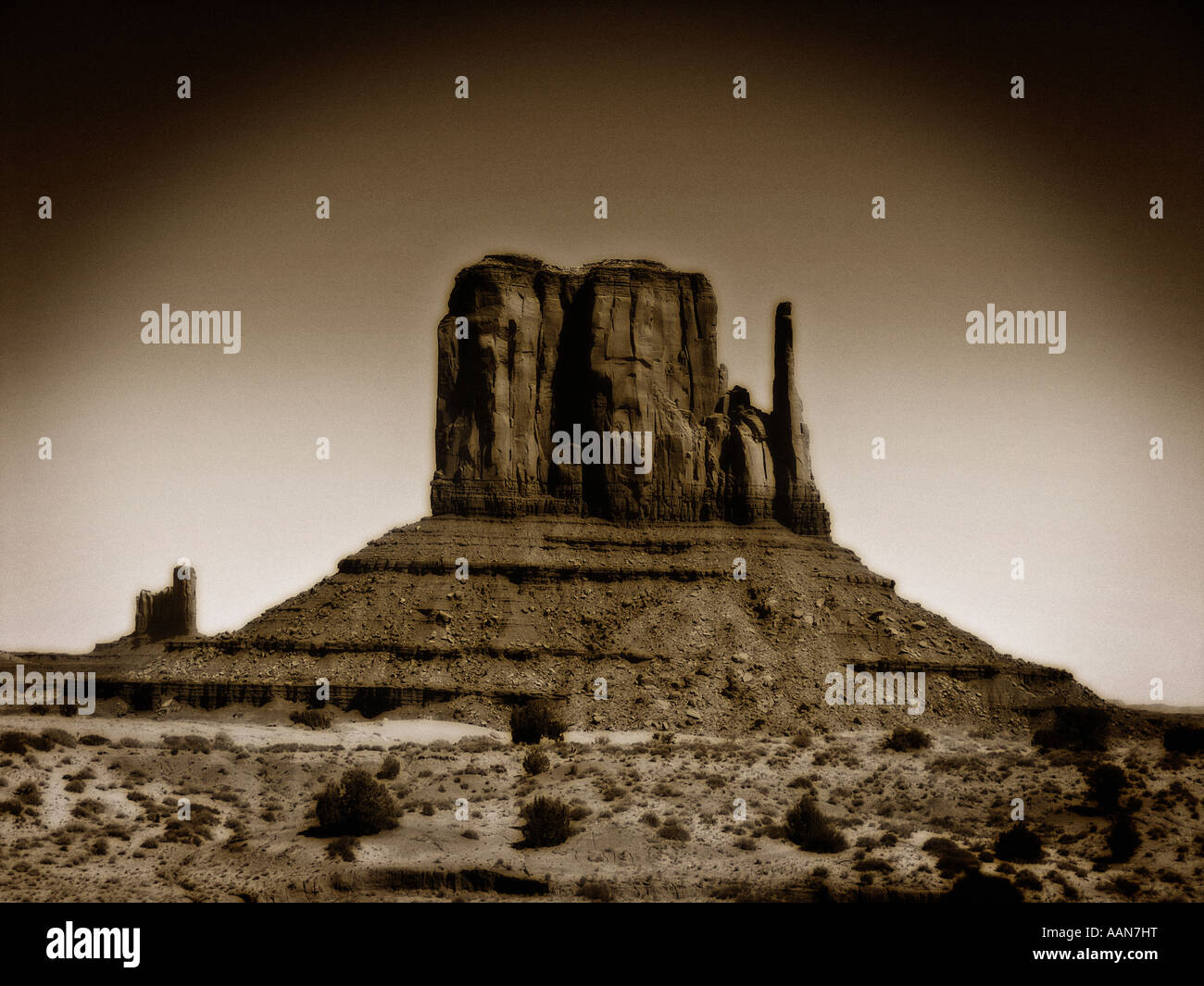 The Castle and a Mitten Butte. Monument Valley. Navajo Nation tribal ...
