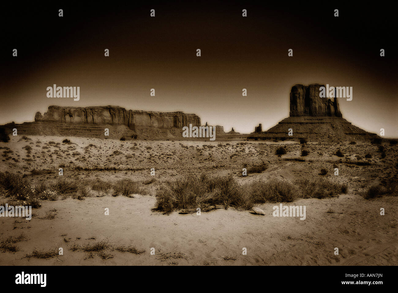 The Castle and a Mitten Butte. Monument Valley. Navajo Nation tribal ...