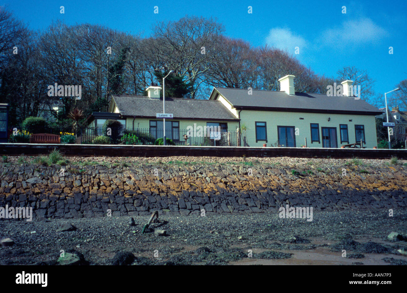 Lelant Station and platform, Cornwall, UK Stock Photo - Alamy