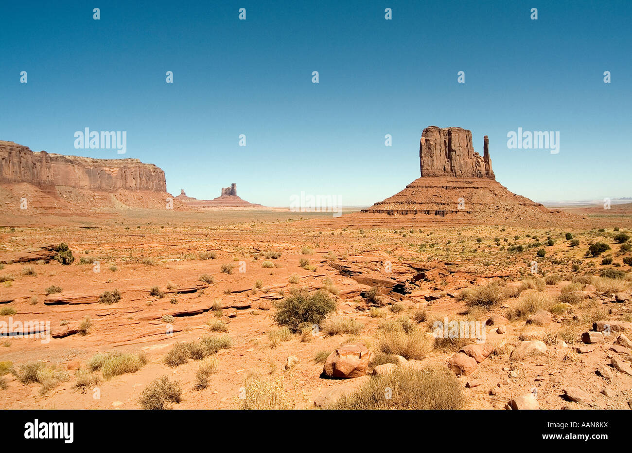 The Castle and a Mitten Butte. Monument Valley. Navajo Nation tribal ...
