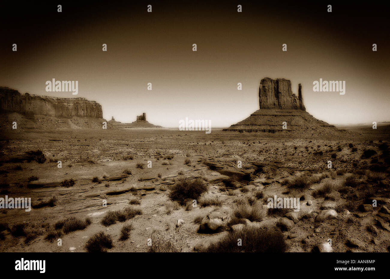 The Castle and a Mitten Butte. Monument Valley. Navajo Nation tribal ...