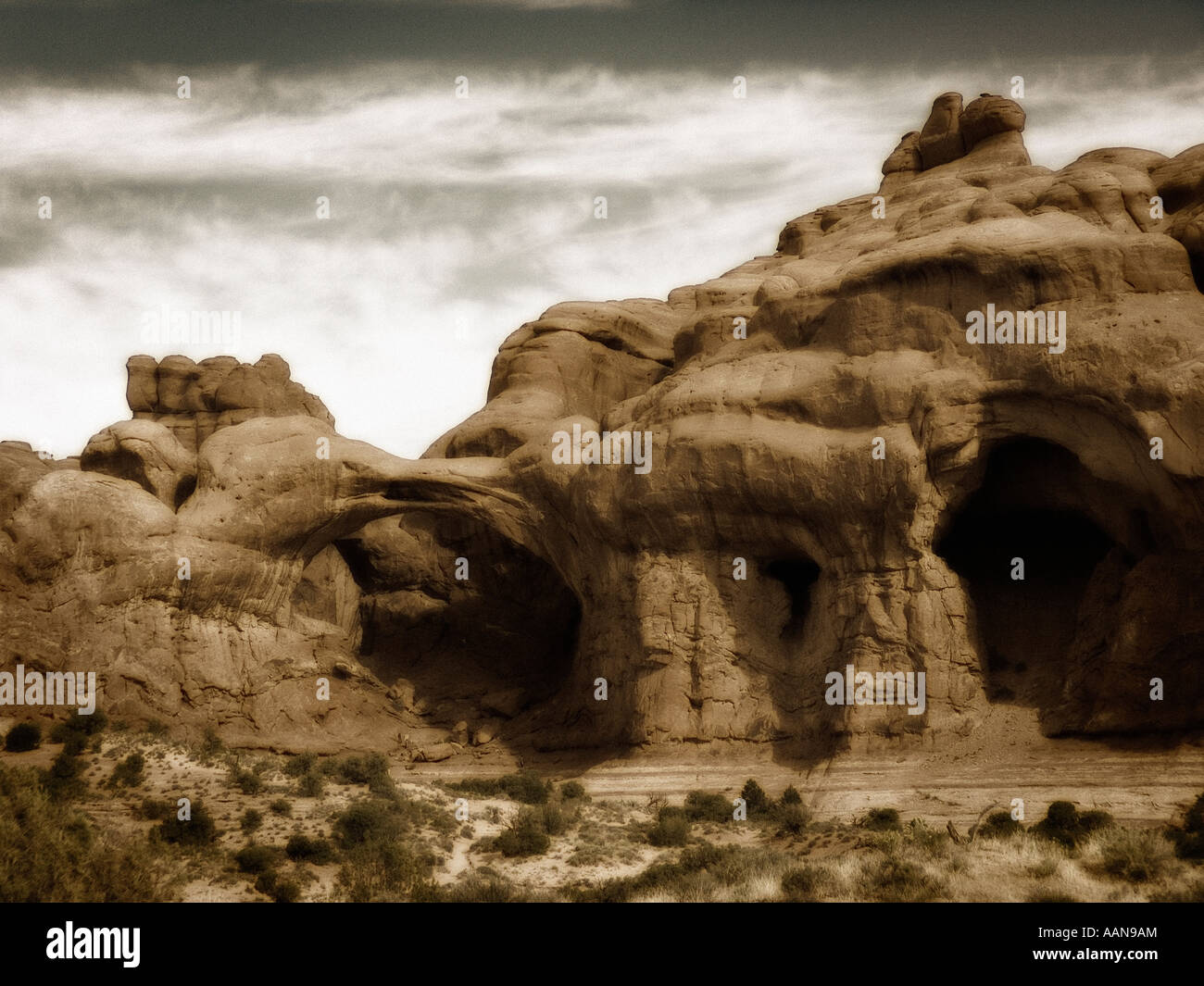 Double Arch complex. Arches National Park. Near Moab. Utah State. USA ...