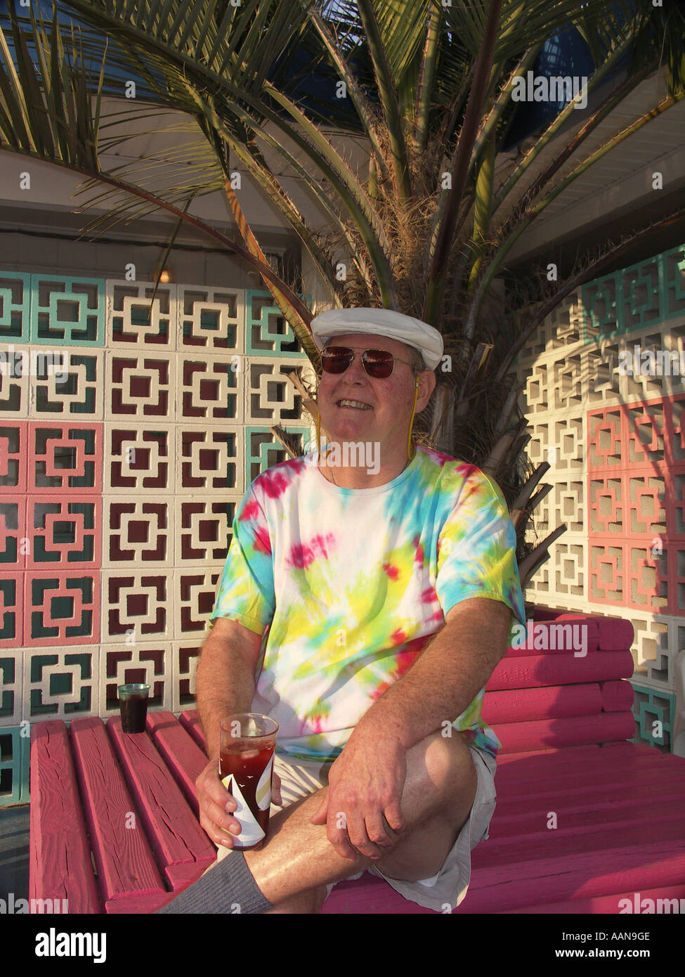 Man sitting under palm tree hi-res stock photography and images - Alamy
