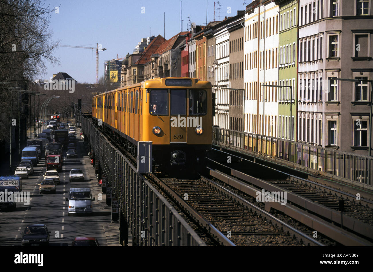 Germany Berlin an underground train U Bahn on an elevated section of ...