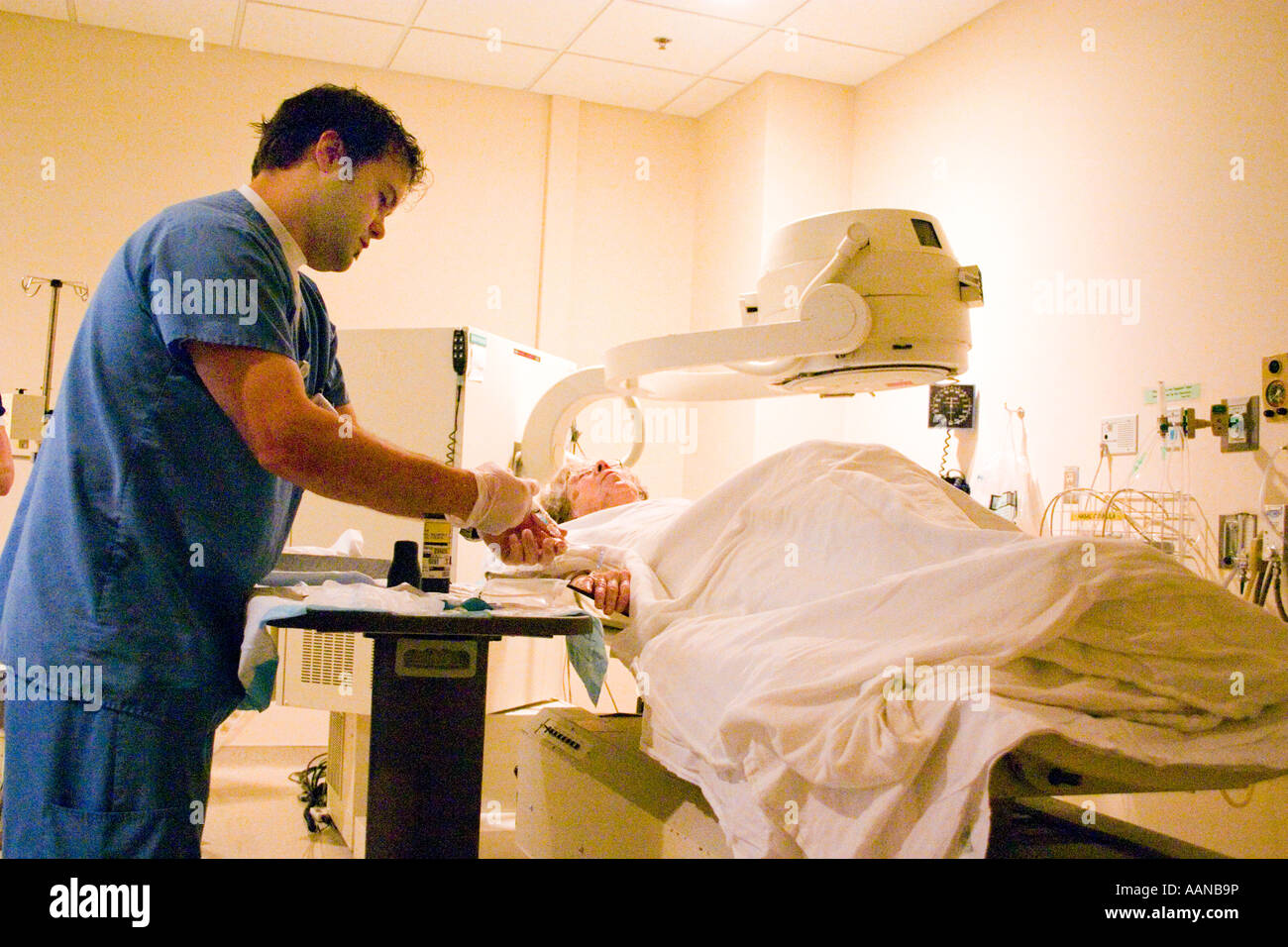 Injection of radioactive HIDA hydroxy iminodiacetic to scan function of ...