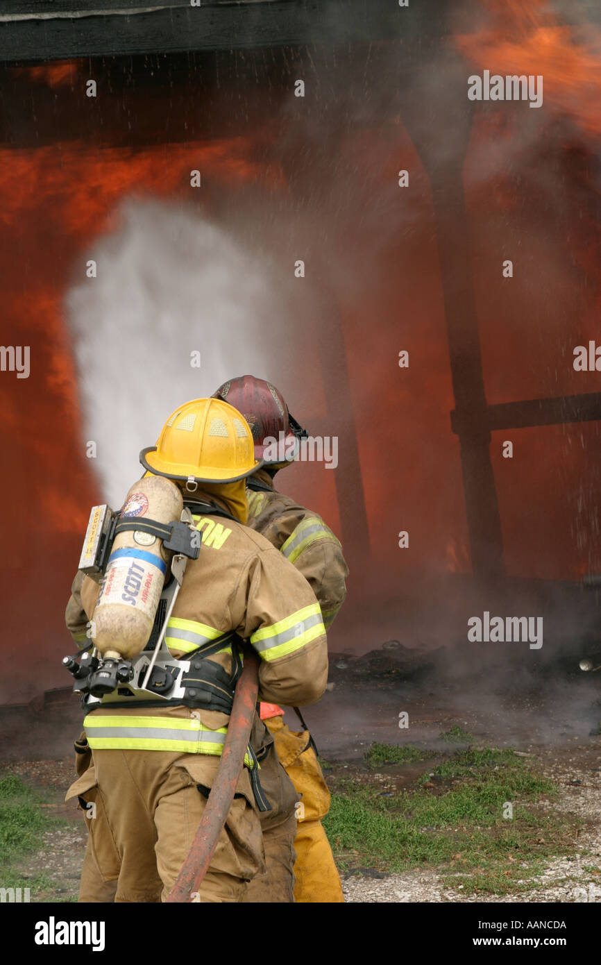 Firefighters Attacking Structure Fire Stock Photo - Alamy
