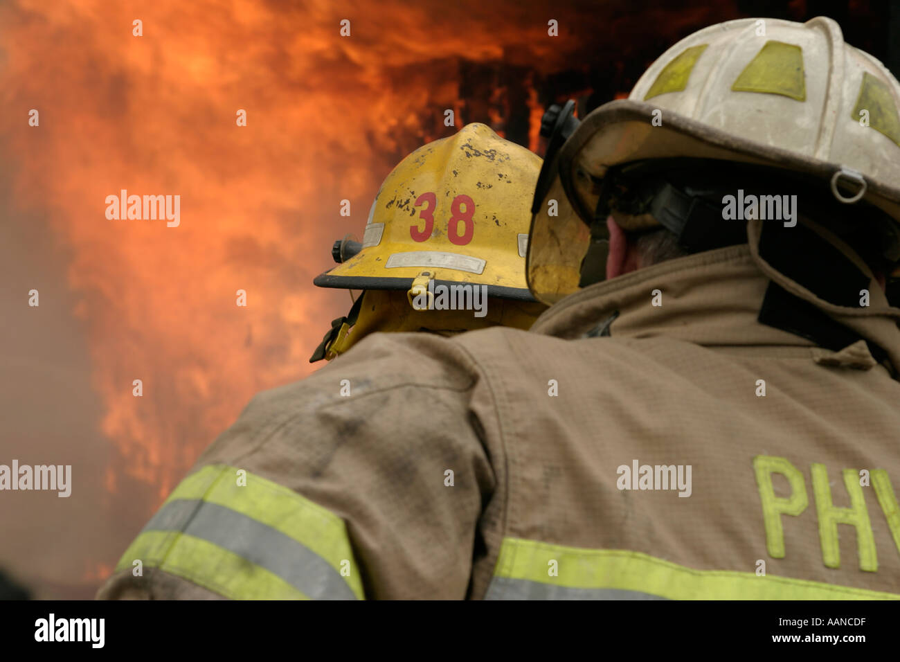 Firefighters Attacking Structure Fire Stock Photo - Alamy