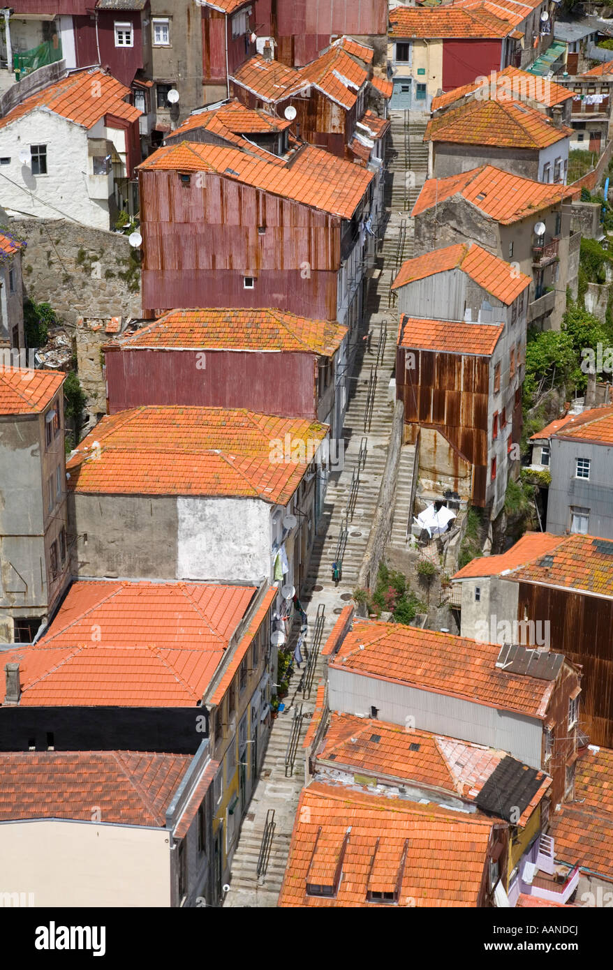 Street of Steps from Above Oporto Portugal Stock Photo - Alamy