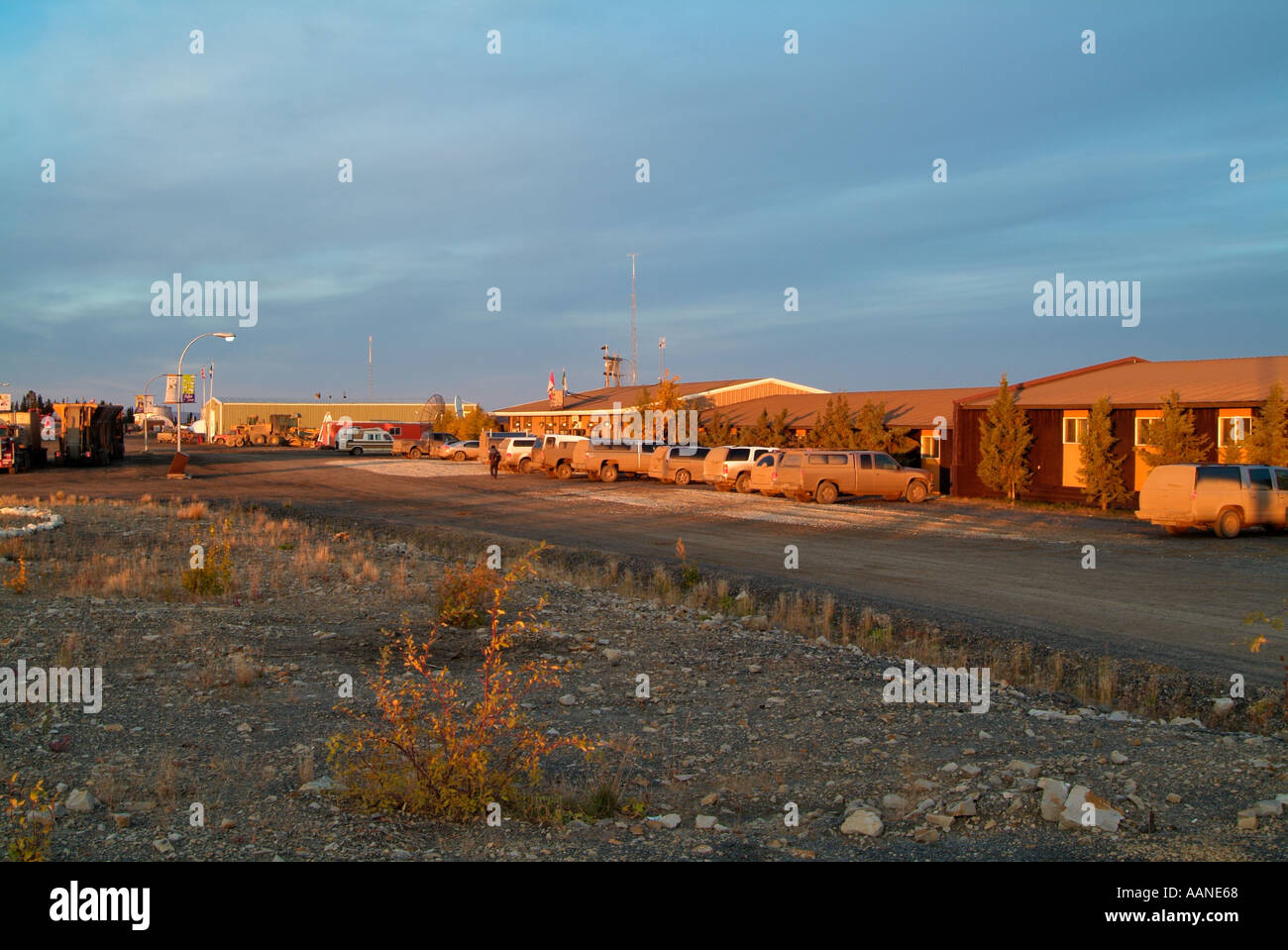 Eagle Plains Hotel at dawn, Dempster Highway, Yukon, Canada Stock Photo ...