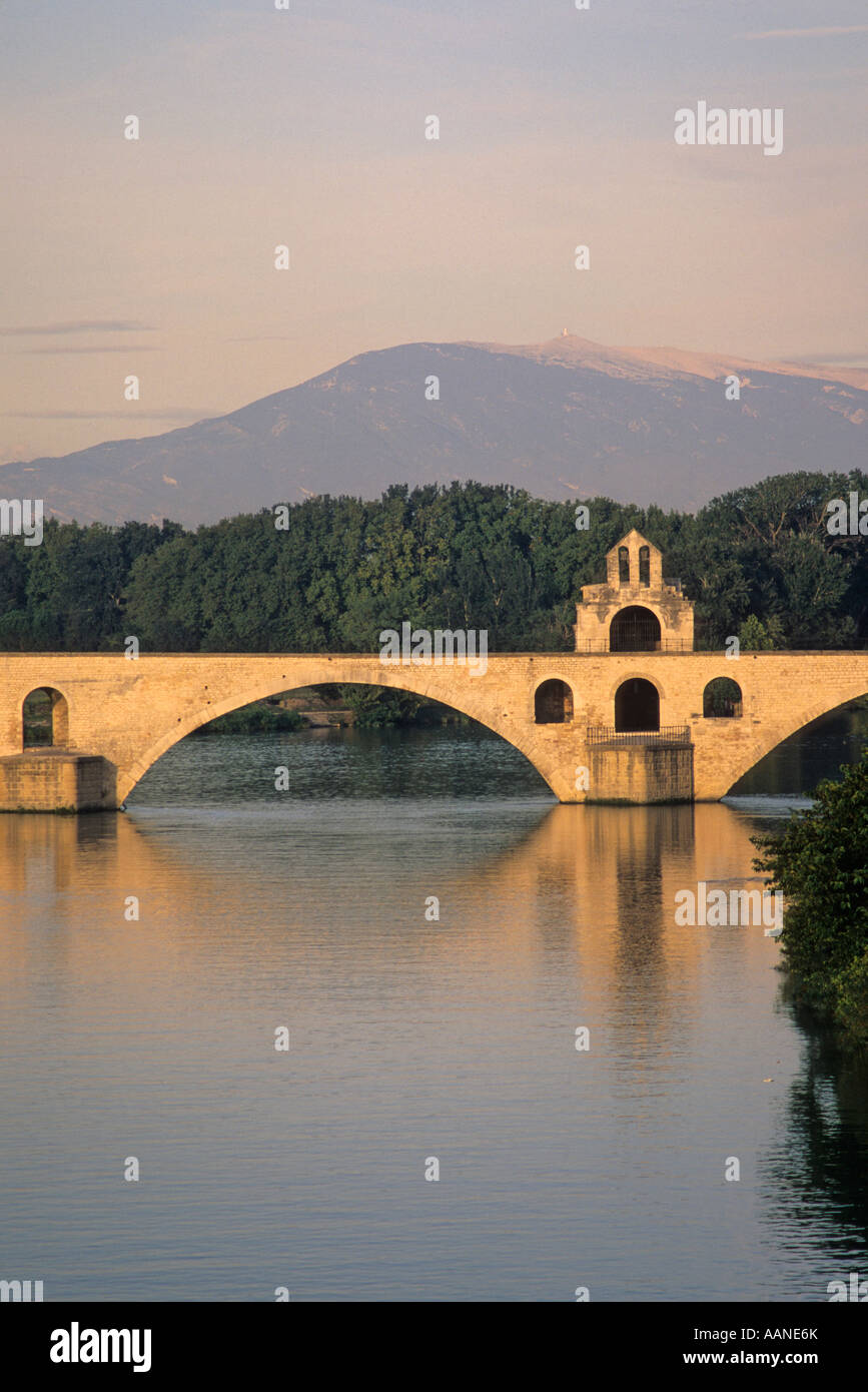The famous Bridge of Avignon, Avignon, France, Europe at dusk Stock ...