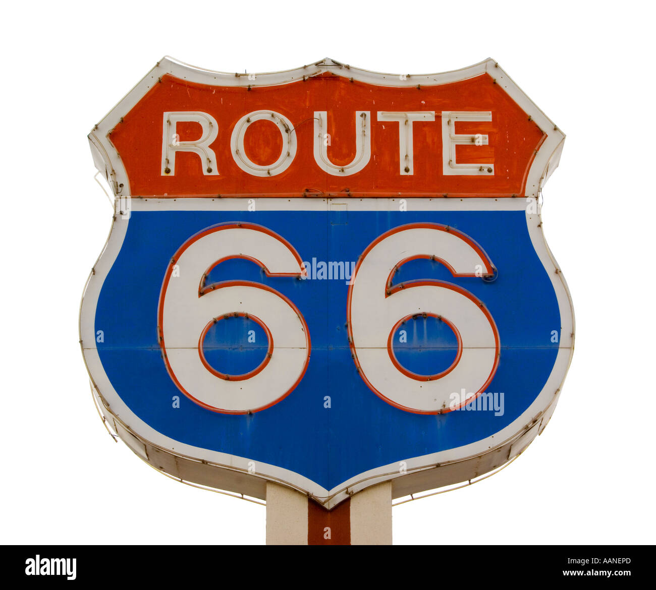 An old Route 66 sign on the highway in Moriarty New Mexico Stock Photo ...