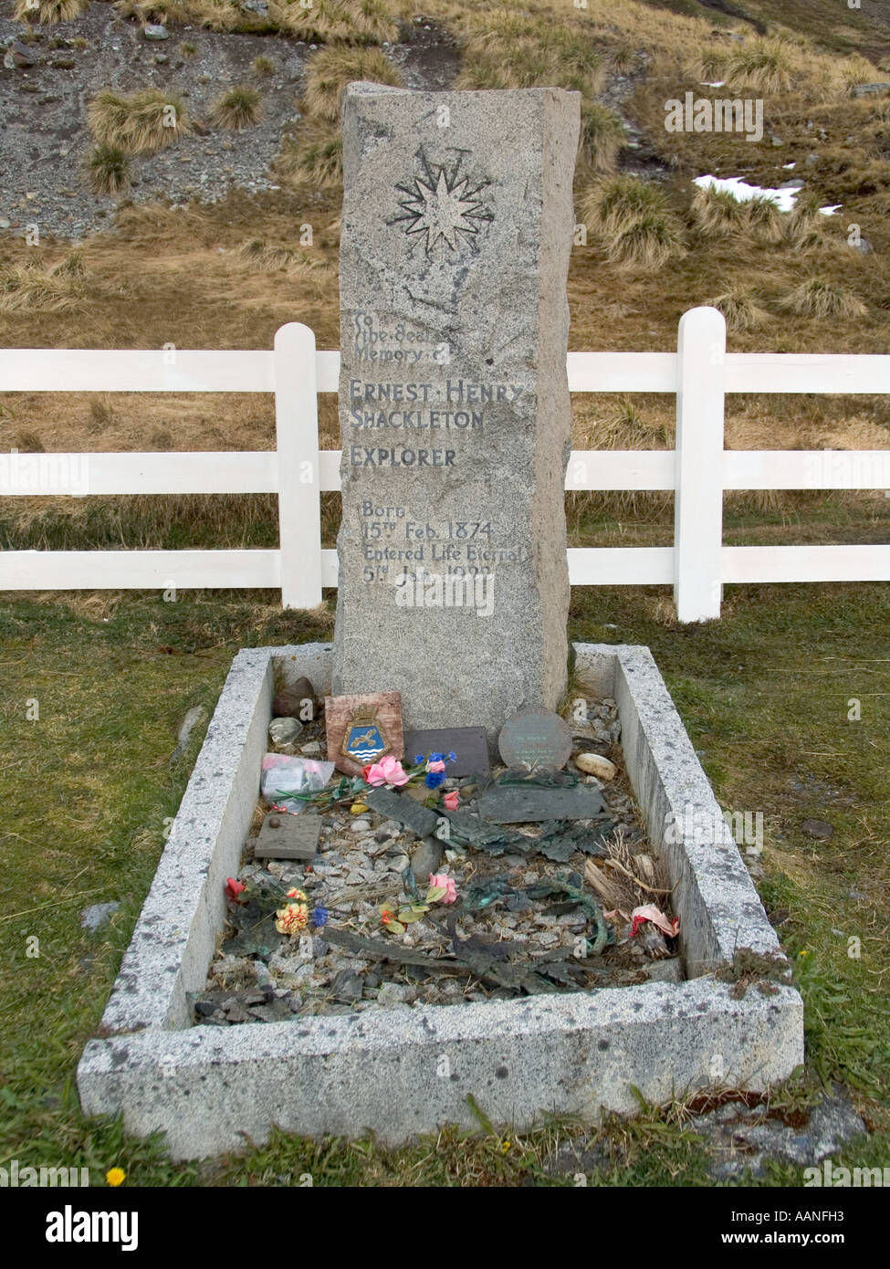 Antarctica South Georgia Grytviken grave of British explorer Ernest ...