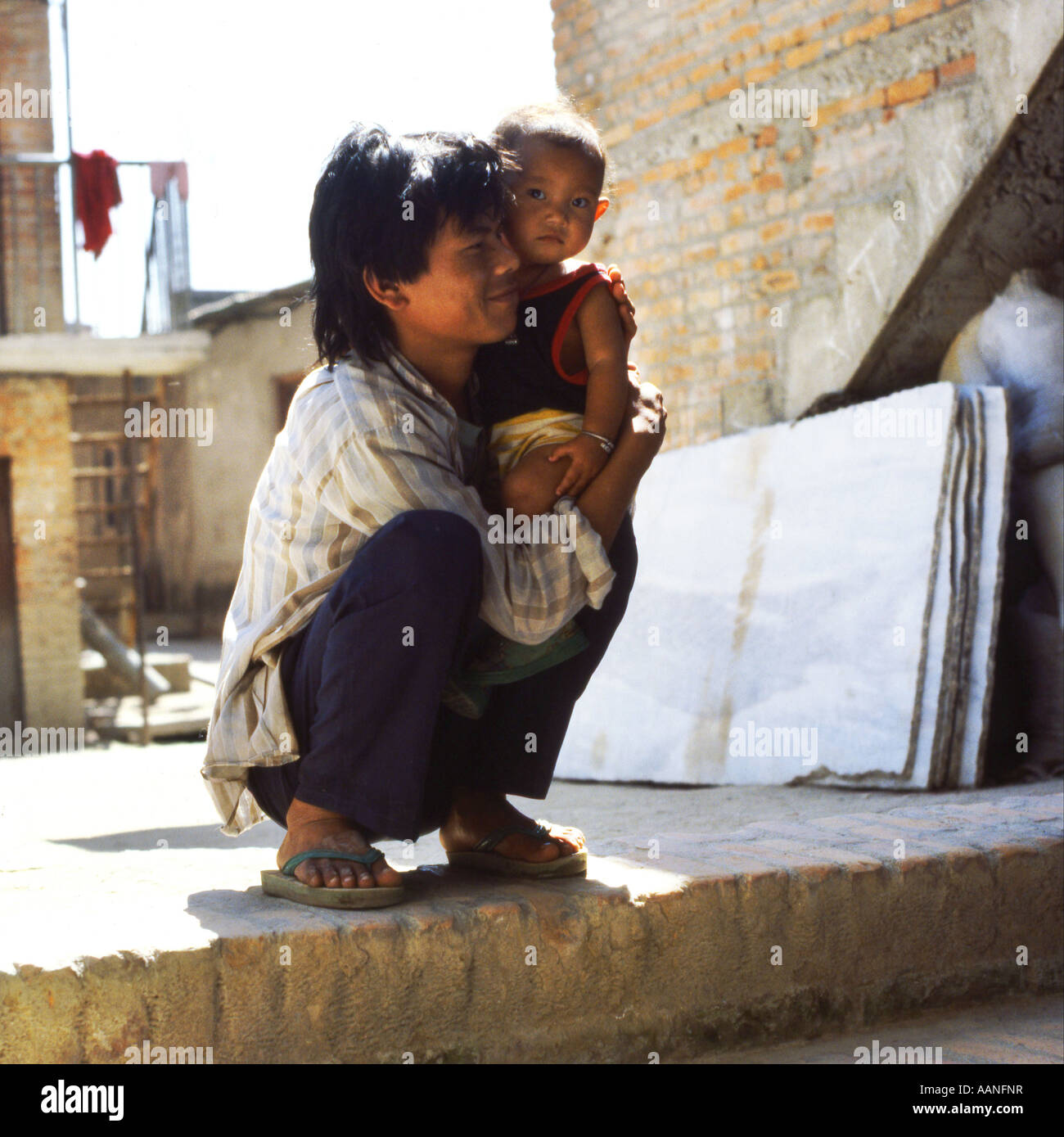 Father and child in Kathmandu Nepal Stock Photo - Alamy