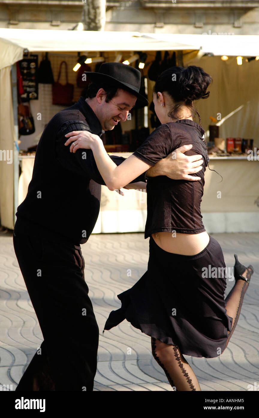 Street performers dancing Tango in Rambla Barcelona Spain Nano Calvo ...
