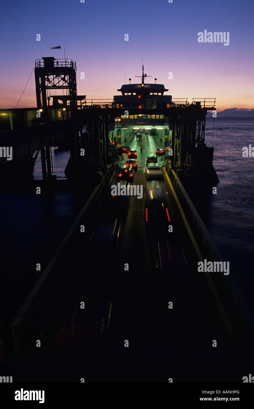Ferry boat along Seattle waterfront loading cars onto ferry Seattle ...