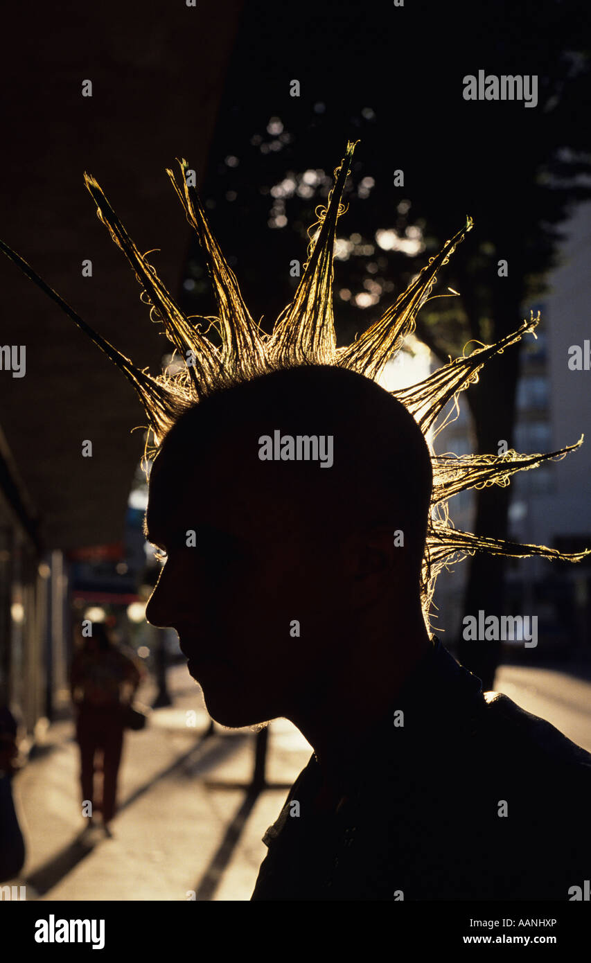 Young street kid with spiked mohawk along The Ave University District ...