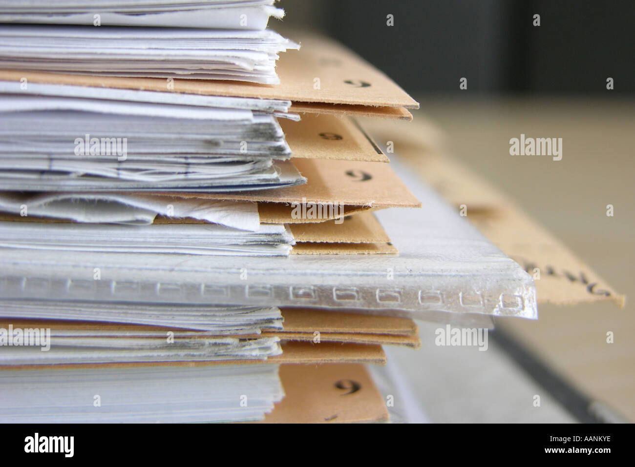 Documents in a binder with register sheets Stock Photo - Alamy