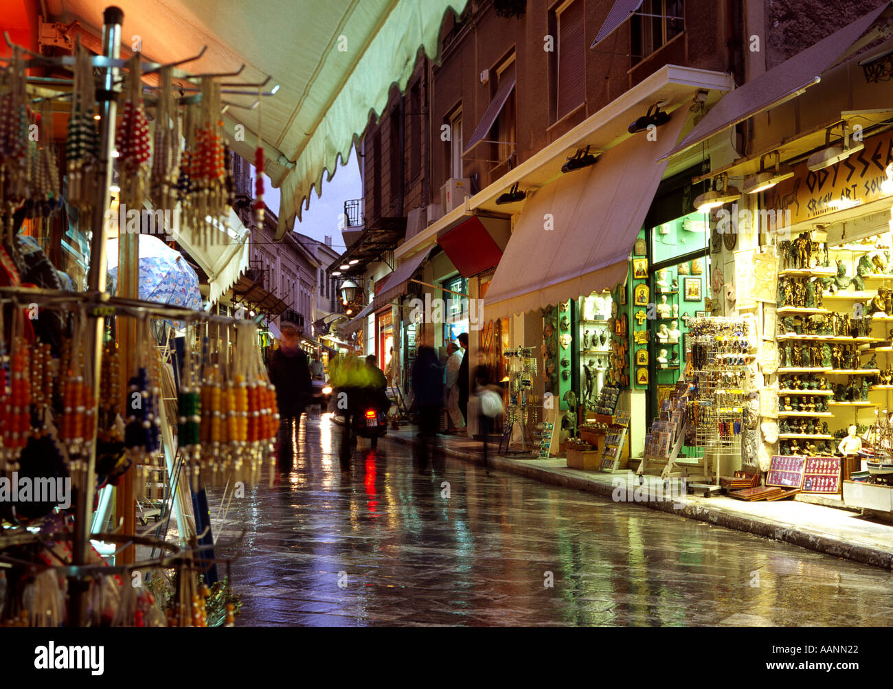 Europe Greece Athens Plaka district at night evening Stock Photo - Alamy