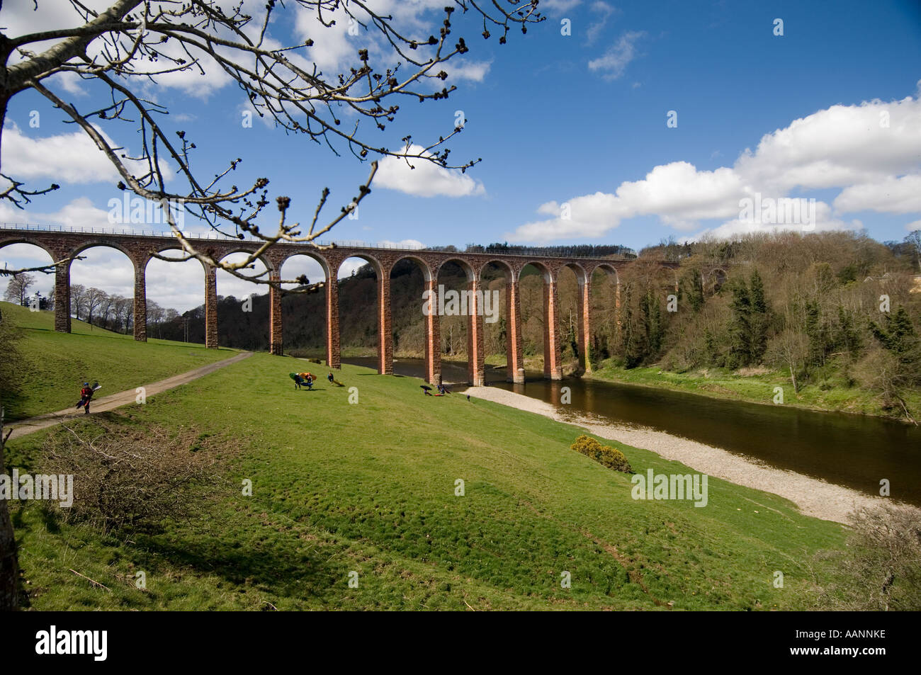 Old brick railway viaduct over river Tweed, Scottish Borders Stock ...