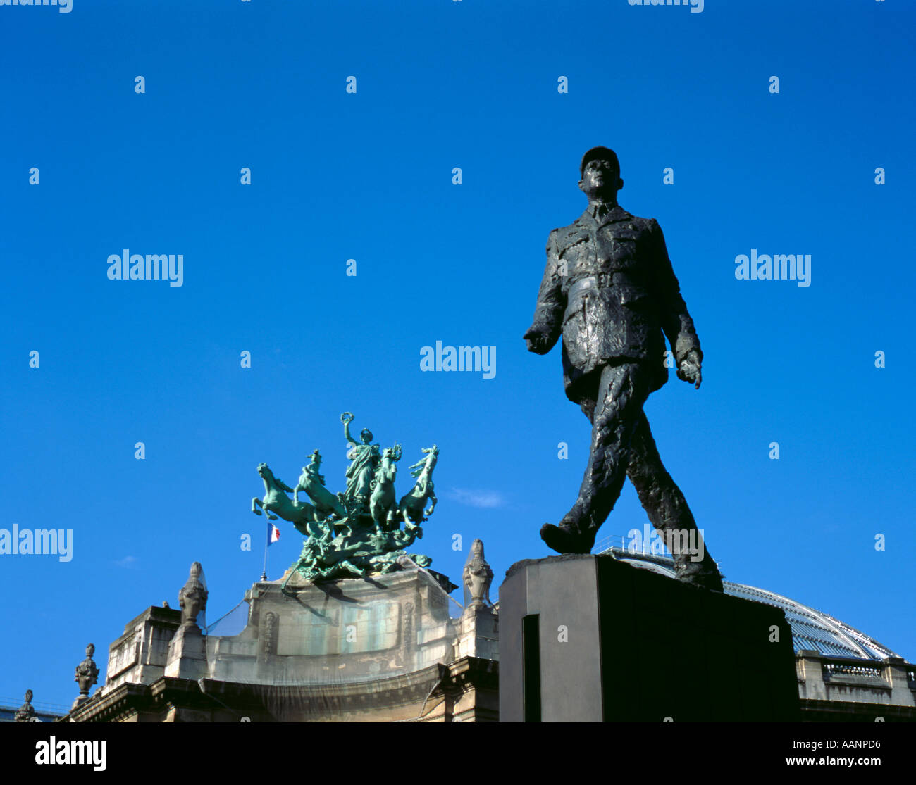 Statue of General de Gaulle on the Champs Elysées, Paris, France Stock ...