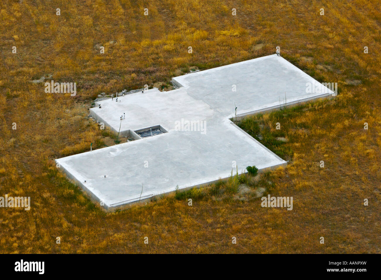 Aerial view of the concrete foundation for a house Stock Photo - Alamy