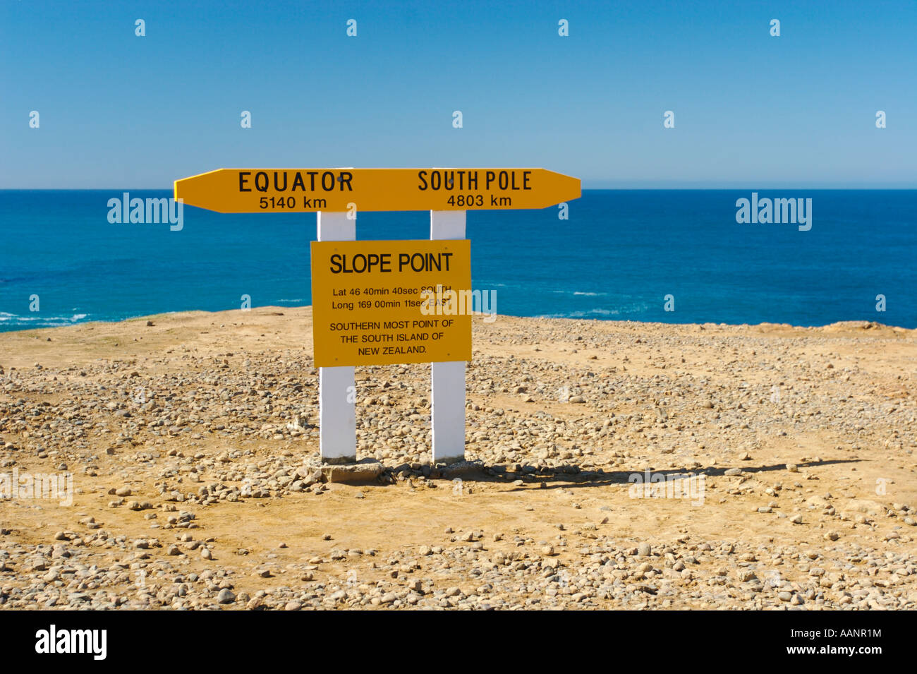 Slope Point, the southernmost point of New Zealand's South Island Stock ...