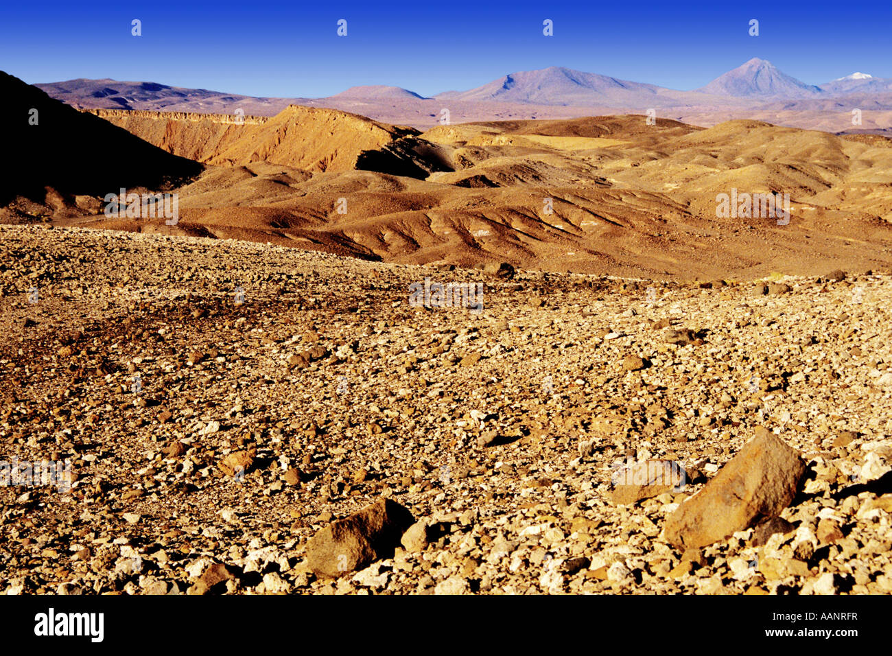 panoramic view to desert landscape, Chile, Andes, Atacama Desert Stock ...
