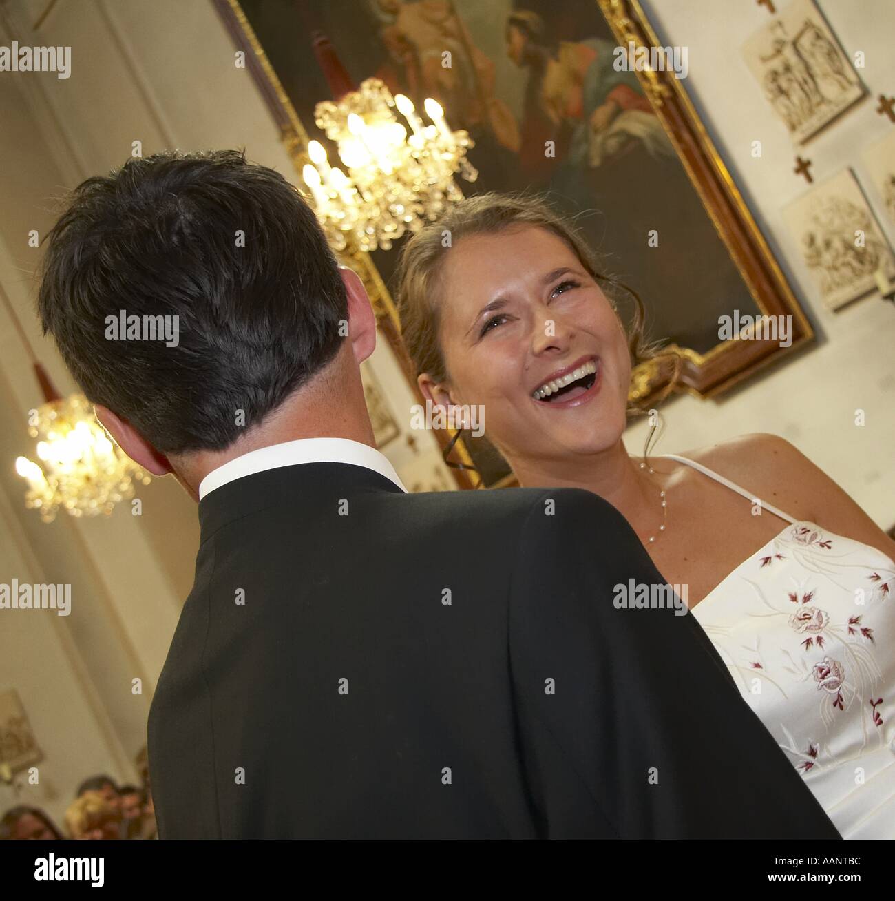 bridal couple being happy after marriage Stock Photo - Alamy