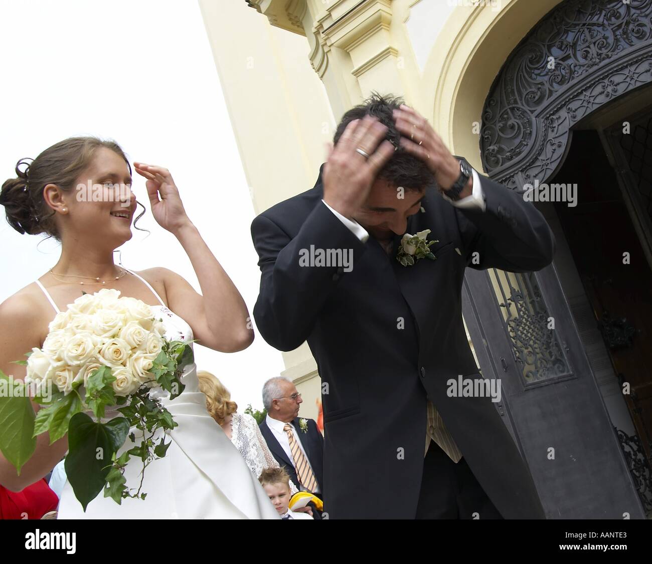 Bridal couple front church hi-res stock photography and images - Alamy