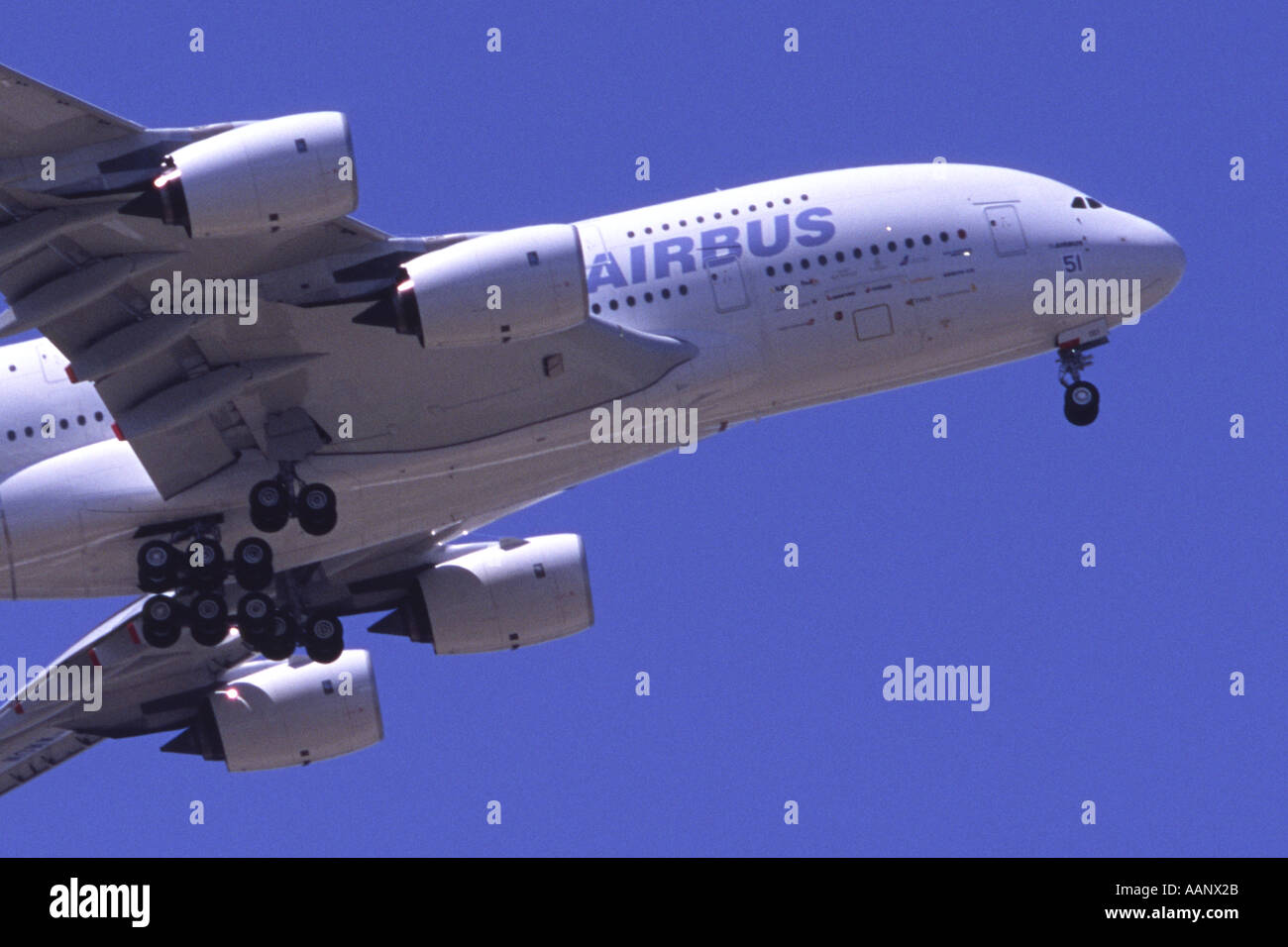 Airbus A380 making a low flyby at Paris Airshow Stock Photo - Alamy
