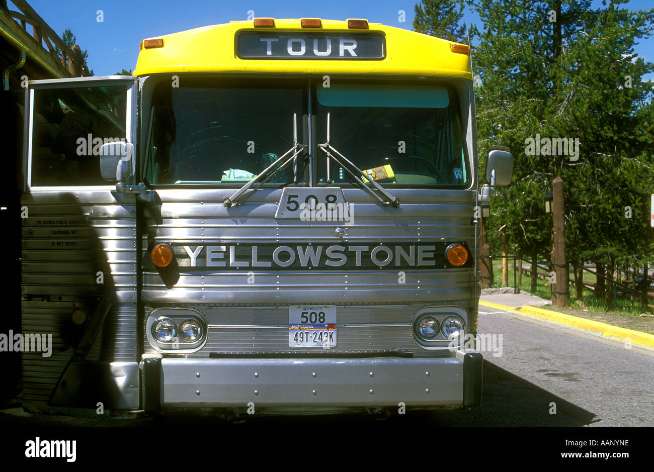 USA,Wyoming, bus tour Stock Photo - Alamy