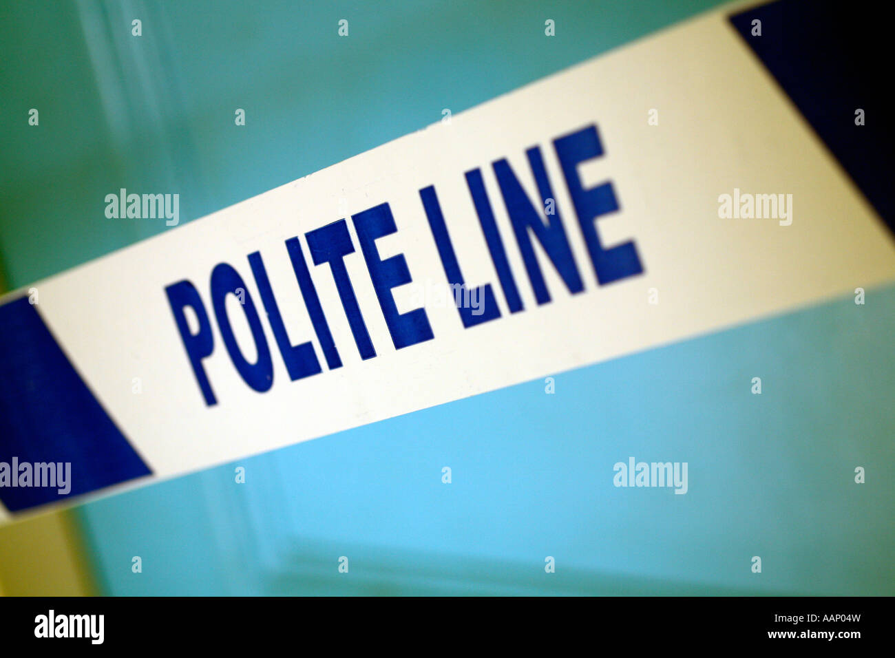 Polite Line Do Not Get Cross tape at front door of house Stock Photo ...