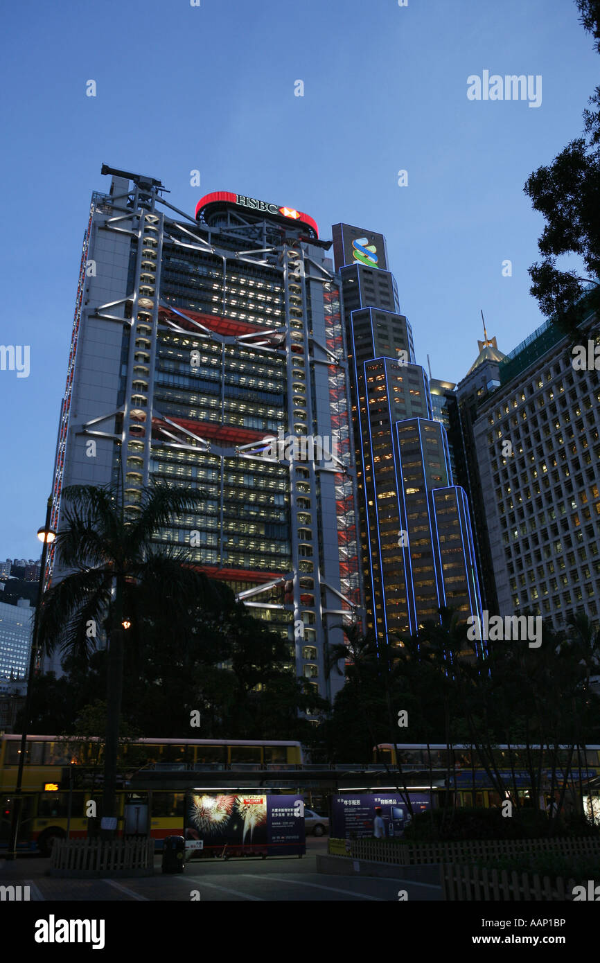 hong kong skyscrapers, HSBC tower Stock Photo - Alamy