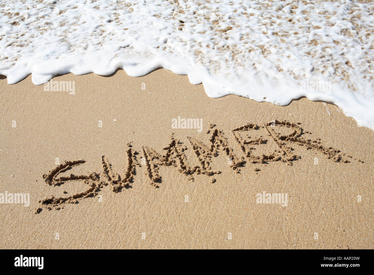 summer written on sand Stock Photo - Alamy