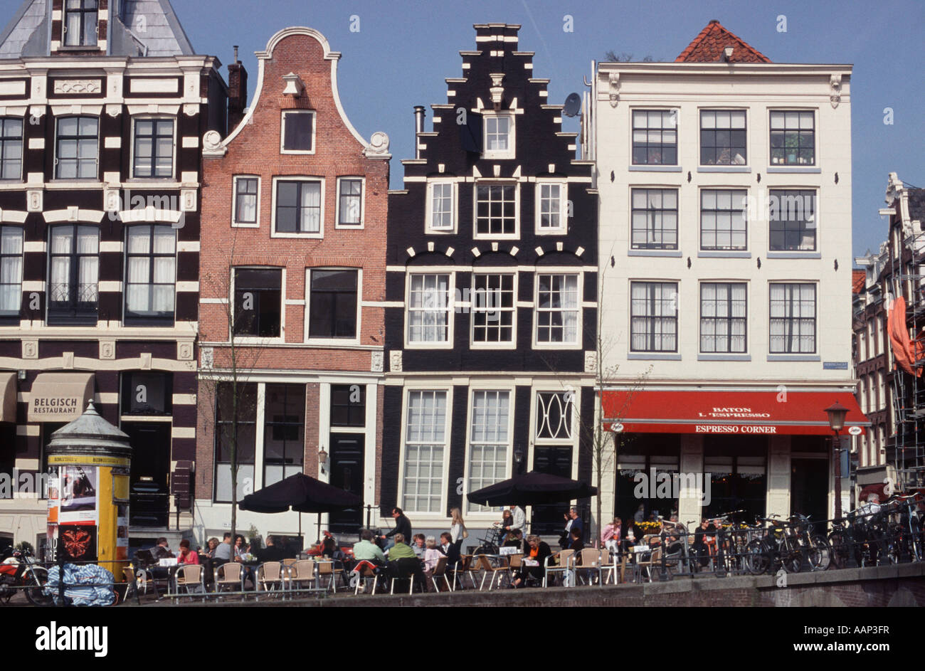Leaning bell and step gable canal house architecture and outdoor corner ...