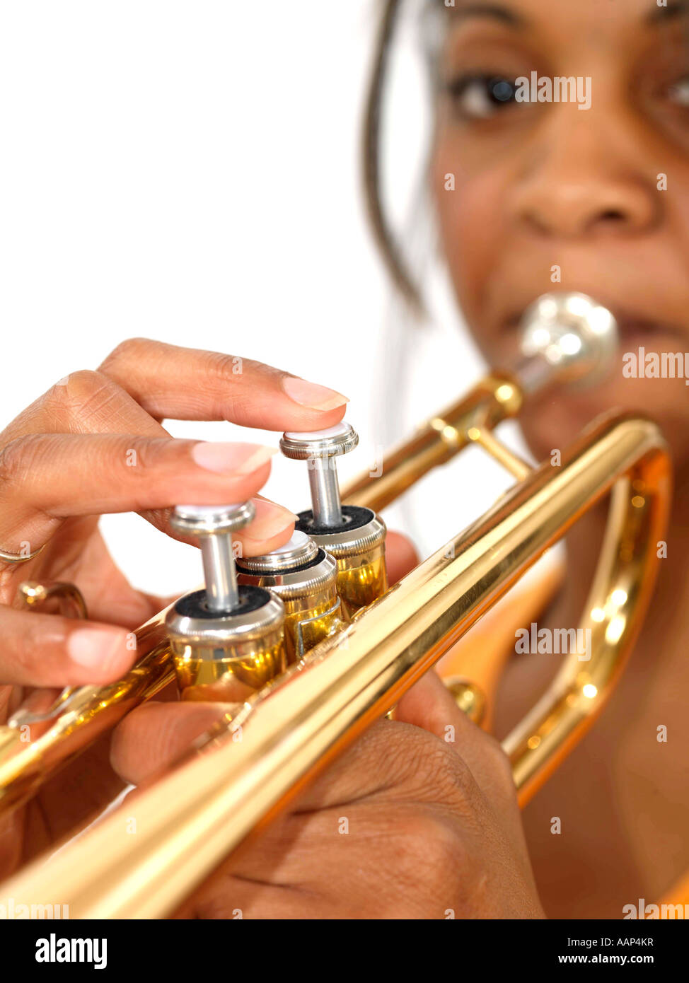 Woman playing trumpet hi-res stock photography and images - Alamy